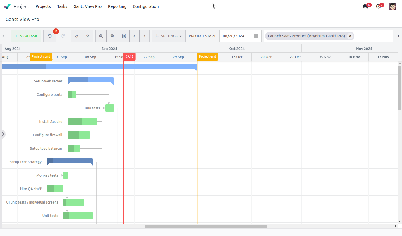 Bryntum Gantt for Odoo Docs